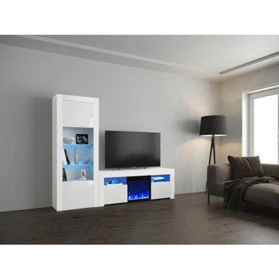 Earle Entertainment Center for TVS Up to 65 with Electric Fireplace Included Orren Ellis Color White
